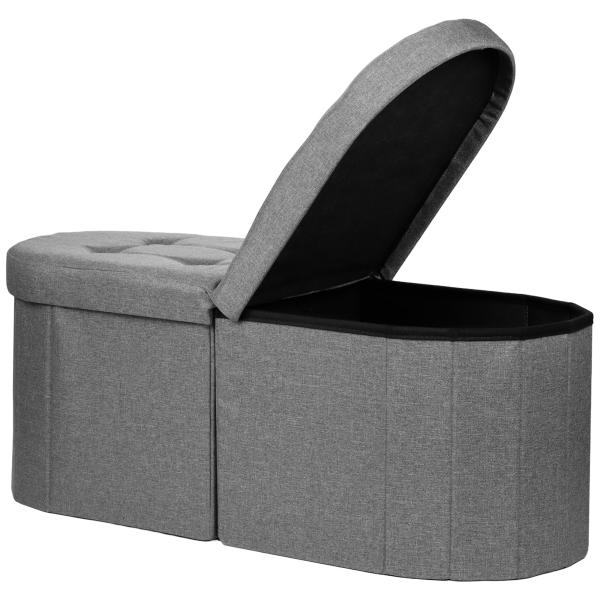 商品名:  AmasSmile Storage Ottoman Bench, Foot Rest with Partitioned Storage in a Oval Design, Reinforced, Dark Gray Linen,...
