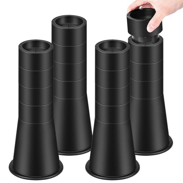 商品名: X-Kingsun 4個パック 高耐久 4インチ ベッドライザー 最大11.2インチ ラウンド 調節可能 家具ライザー 滑り止め リフトサポート ベッド カウチ ソファ収納 X-Kingsun 4Pack Furniture Be...