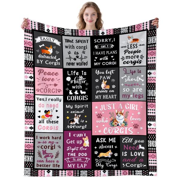 商品名:  PEWETON Corgi Blanket Gifts for Women Girls,Cute Corgi Dog Throws Puppy Blankets for Corgis Lovers Adults Kids,Fun...