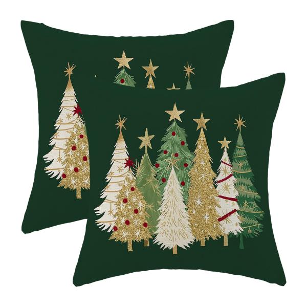 商品名: クリスマス 枕カバー 16x16インチ セージグリーン クリーム クリスマス ツリー スローピローケース、レッド ゴールデン スター ホリデー アウトドア 装飾 ファームハウス 冬 装飾 クッションカバー ホームソファベッド用 C...
