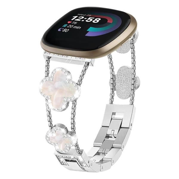 商品名: Alociaga キラキラバンド Fitbit Versa 2/1/Lite/SE、22mmダイヤモンドフォー-クローバースタイリッシュレディースストラップ交換用 Fitbit Versaスマートウォッチ用 Alociaga Bl...