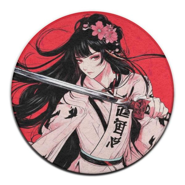 商品名:  Highly Premium Quality Floor Mat, Office Chair Decor Mat, Room Sofa Yoga Soft Round Carpet Japanese Samurai Anime ...