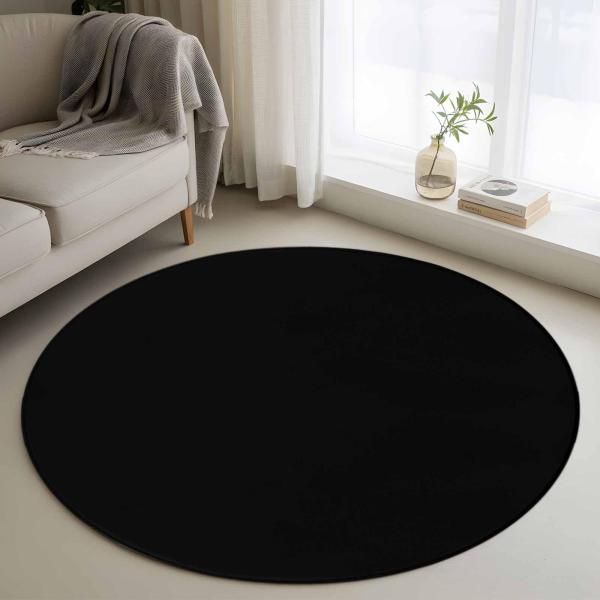 商品名:  Black Round Rugs 3ft, Farmhouse Solid Black Color Non Slip Washable Rug Runner, Modern Art Low Pile Indoor Floor C...