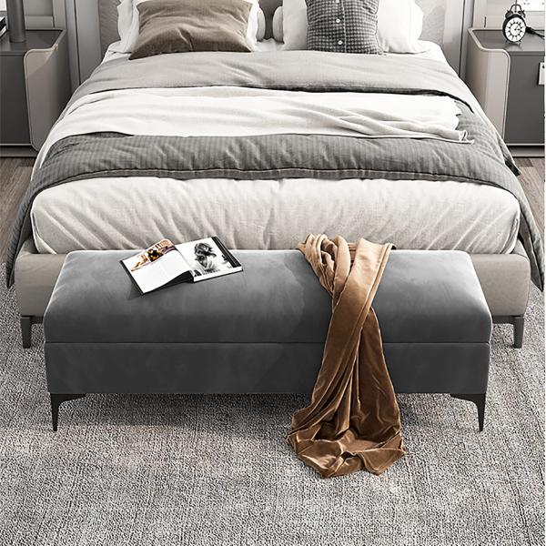 商品名:  Junpllvic Storage Bench Velvet Upholstered End of Bed Bench,Premium Storage Chest Bedroom Stool,No Need to Assembl...