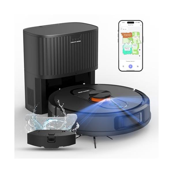 商品名:  Robot Vacuum and Mop with LiDAR Navigation, 5000Pa Robot Vacuum Cleaner with Self-Emptying, 90-Day Hands-Free,Mapp...