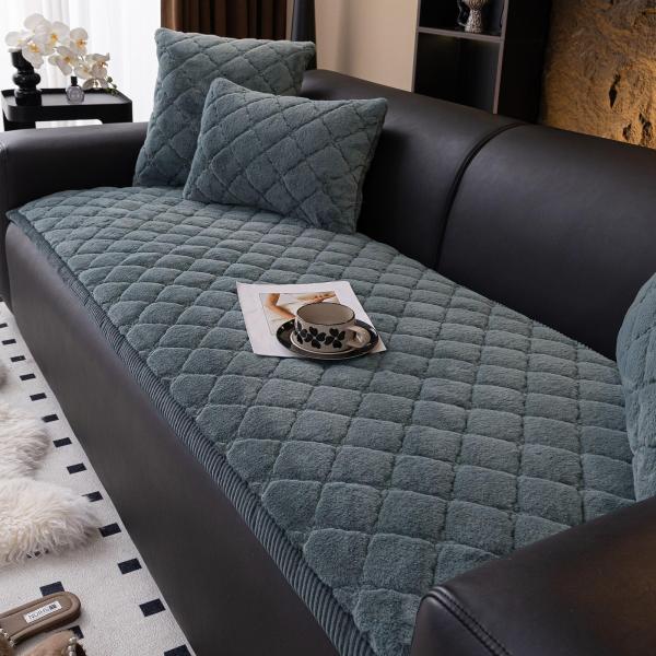 商品名: XSlive フェイクファー カウチカバー 犬用 洗濯可能 ソフト ふわふわ 厚手 ペットカウチカバー クッションソファ3枚用 ペットに優しい 滑り止め 格子縞ソファカバー ドッグマット (ミッドグレー、28インチx70インチ) ...