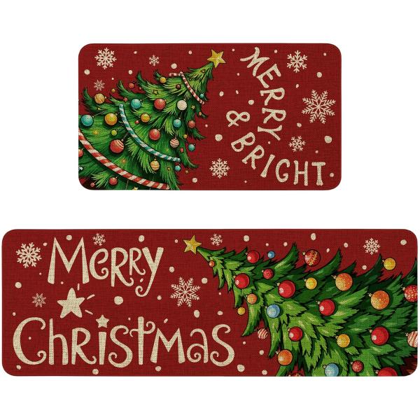 商品名: pahhjsa クリスマスキッチンマット pahhjsa Red Merry Christmas Kitchen Mat Decor, Merry Bright Christmas Tree Kitchen Rugs Indoor...
