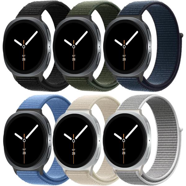 商品名: ナイロンバンド 6本パック Samsung Galaxy Watch 8 バンド 40mm 44mm/ 8 クラシック 46mm レディース メンズ ソフトファブリック ワンクリック 隙間なし スポーツストラップ Samsung ...