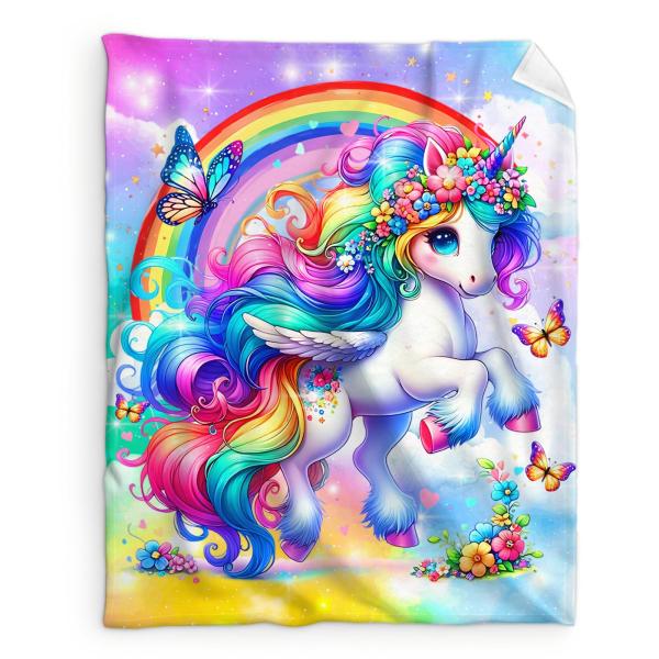 商品名: 女の子用ユニコーンブランケット、子供、ティーン、大人、ユニコーン愛好家へのスローギフト、60x80インチ、軽量でソフトでかわいい装飾スローブランケット、ソファ、ソファベッド用。 Girls Unicorn Blanket, Thr...