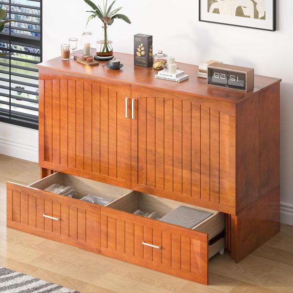 商品名:  BALUS Murphy Bed, Cabinet Bed with Tri-fold Mattress and Foldable Panel, Murphy Chest Beds Cabinet with USB Chargi...