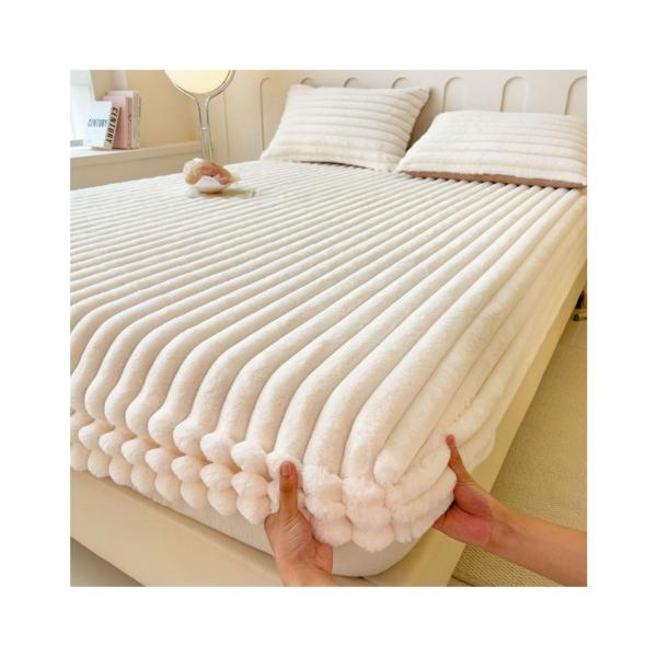 商品名:  Velvet Fitted Sheet, Soft Plush Fitted Sheet Bedspread, Fluffy Warm Fitted Bed Sheet, Bedcover Mattress Cover with...