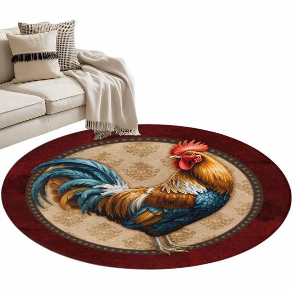 商品名:  Round Area Rug 3ft Farmhouse Chicken Rooster Cock Floor Carpets Indoor Floor Area Mat Stain-Proof Mat Circle Rugs ...