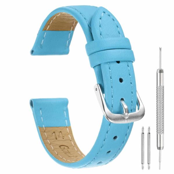 商品名: HARFINGTON(ハーフィントン) PUレザー腕時計バンド レザー クイックリリース腕時計ストラップ 交換用腕時計ストラップ, ライトブルー, Medium HARFINGTON PU Leather Watch Bands ...