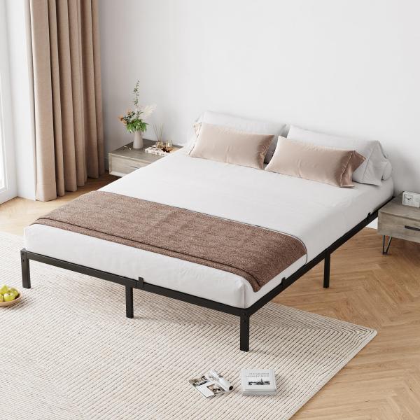 商品名:  FinerFurnis 14 Inch Tall Queen Size Metal Platform Bed, Noise Free Modern Bed Frame with Heavy Duty Steel Slats Su...