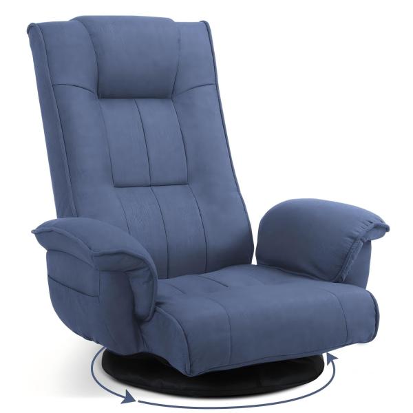 商品名: 人間工学に基づいた回転式フロアゲームチェア アームレスト&amp;サイドポケット付き 6ポジションリクライニングソファベッド 折りたたみ式パッド入りラウンジャー 厚手のクッション&amp;ランバーサポート付き eスポーツ/読書/テ...