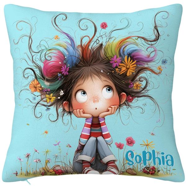 商品名:  callie moment Custom Pillow Cover - Personalized Double Sided Pillow Covers with Cartoon Quirky Girl &amp; Name - ...