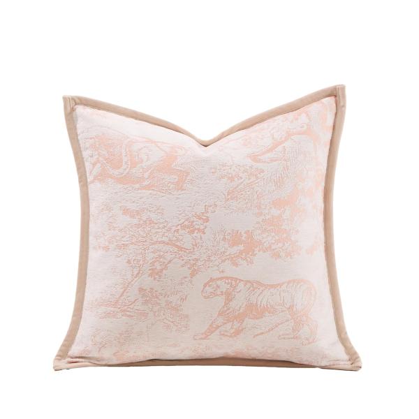 商品名: Croker Horse バレンタインデーギフト - エッジストリップ付きピンクジャングル 18x18インチ スロー枕カバー シェニール織ジャカード刺繍装飾クッションカバー 結婚式、カップル、ソファ、寝室用 Croker Hors...