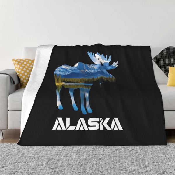 商品名:  Alaska Day Moose Snowy Mountain Premium Fleece Blanket, Ultra-Soft Plush Throw Blanket, Warm Cozy Fleece Blanket f...