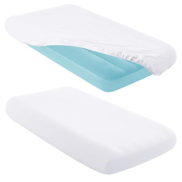 商品名: Entisn 子供用エアマットレスボックスシーツ2枚のみ、34.5x62x7インチ マイクロファイバー 幼児用空気注入式マットレスシーツ 子供/お泊り/キャンプ/パーティー施設用 (ホワイト) Entisn 2 Pcs Kids ...