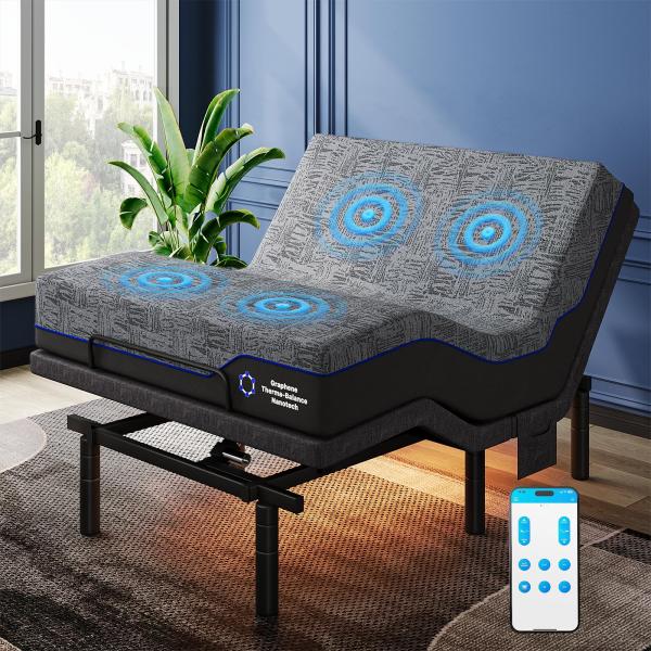 商品名:  Pipishell Queen Adjustable Bed Frame and 14 Inch Memory Foam Mattress, Massage, Smart APP Contorl, Zero Gravity, A...
