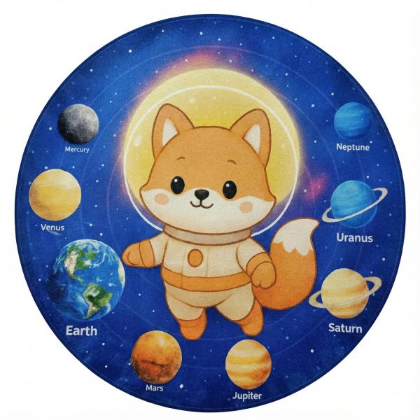 商品名:  TinyHug Galaxy Kids Educational Space Rug, 47 Inch Round Solar System Play Mat for Nursery, Classroom &amp; Playro...
