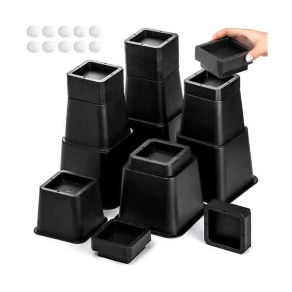 商品名: Pumtus 調節可能な家具ライザー16個パック 3,4,5,6,7,8,9,10インチ 高耐久 ベッドリフトエレベーター 滑り止めマット付き 積み重ね可能 ソファ ソファ デスク チェア ライザー 追加収納 Pumtus 16 ...