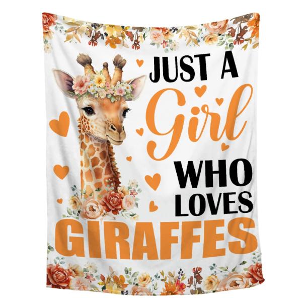 商品名: キリンブランケット、Just A Girl Who Loves Kimaffes Blanket for Girls Women、スーパーソフトアニマルデコレーションスロー寝具キルト ソファベッド、キリン愛好家へのギフト、40イン...