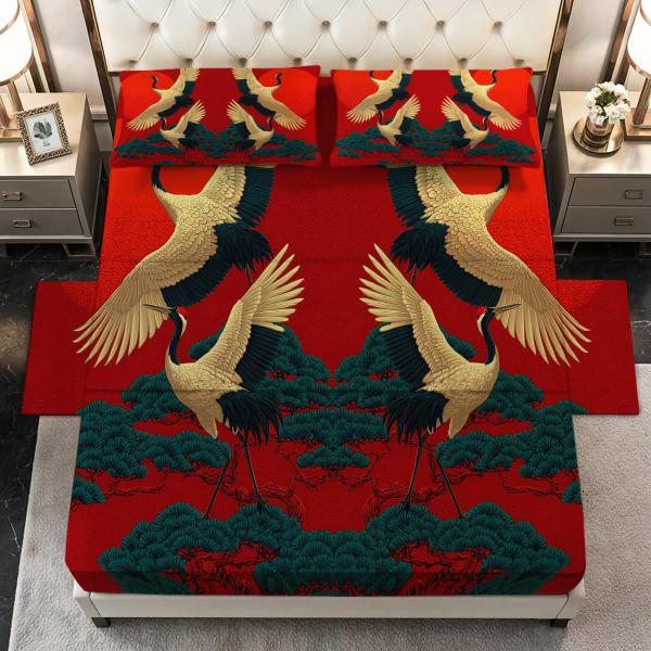 商品名:  Crane Sheets Twin Size - Japanese Chinese Oriental Traditional Bed Sheet Set - Deep Pocket Soft Microfiber Bedding...