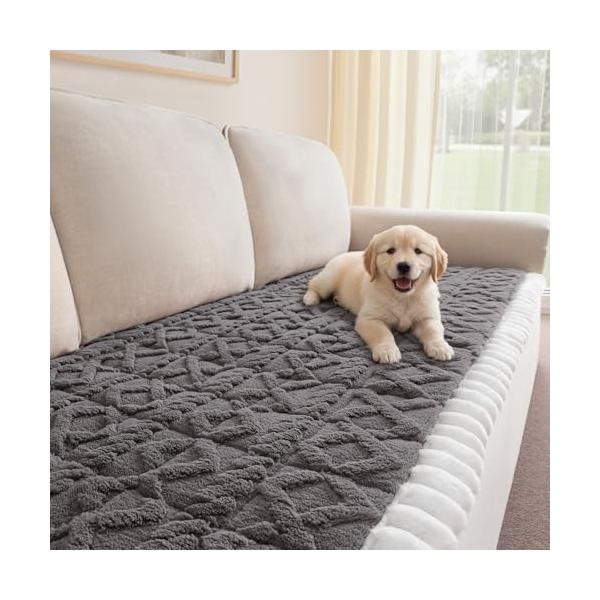 商品名: Houmiggle 犬用カウチカバー 洗える ノンスリップソファカバー クッションソファ4枚用 ペットに優しいファジーソファプロテクター&amp;ペット用ベッドマット(27.5インチx94.5インチ ダークグレー) Houmigg...