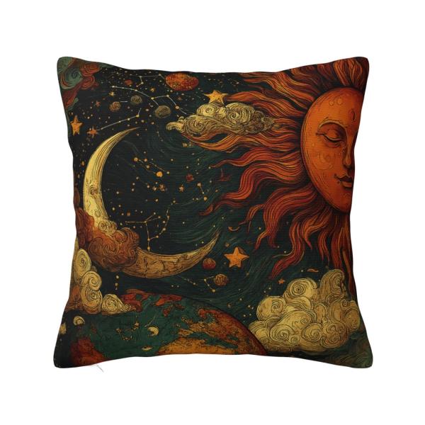 商品名:  Mystical Vintage Celestial Sun and Moon Personalized Pattern Square Decorative Pillow Cover for Sofa, Bedブランド: KKd...