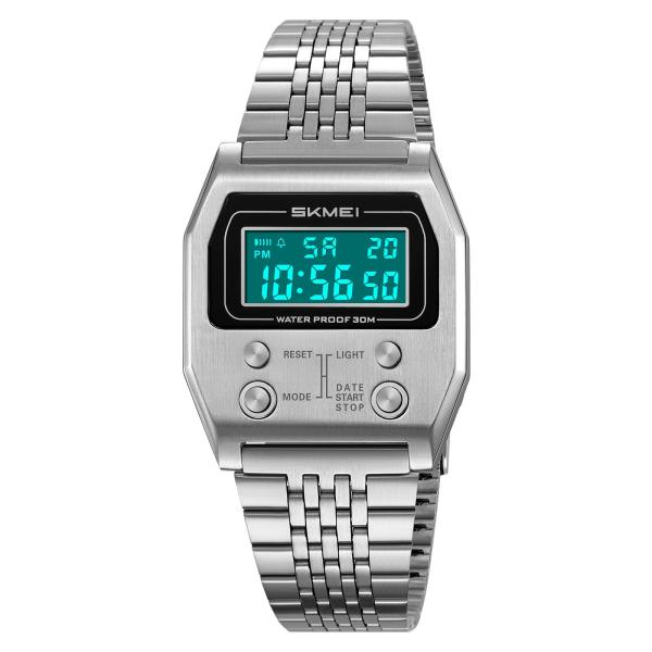 商品名: Gosasa レトロ長方形デジタル腕時計 メンズ クラシック スタイリッシュなデザイン 多機能 ゴールド ステンレススチール ビジネス メンズ アラーム ストップウォッチ カウントダウン, シルバー, ヴィンテージ。 Gosasa...