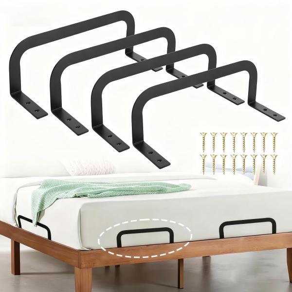 商品名: Winmist Glimpse マットレススライドストッパー4個パック 頑丈な金属製リテーナーバー 滑り止めグリッパー キング/クイーン/RV/木製ベッドフレームでマットレスが滑り落ちるのを防ぎます Winmist Glimpse...