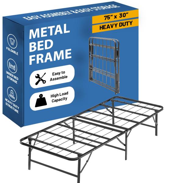 商品名:  Greaton, 14-Inch Foldable Metal Platform Bed Frame with Tool Free Setup, Sturdy Steel, No Box Spring Needed, 75" x...