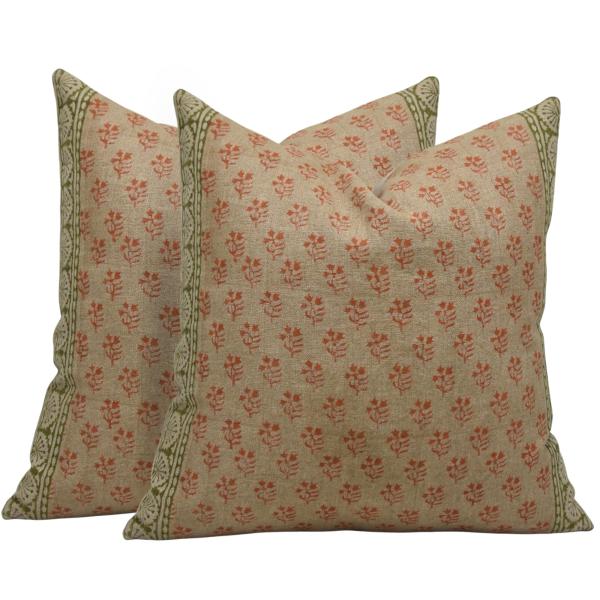 商品名:  Fabritual Vintage Handmade Block Print Thick Linen 14x14 Inch Throw Pillowcase Cushion Cover with Invisible Zipper...