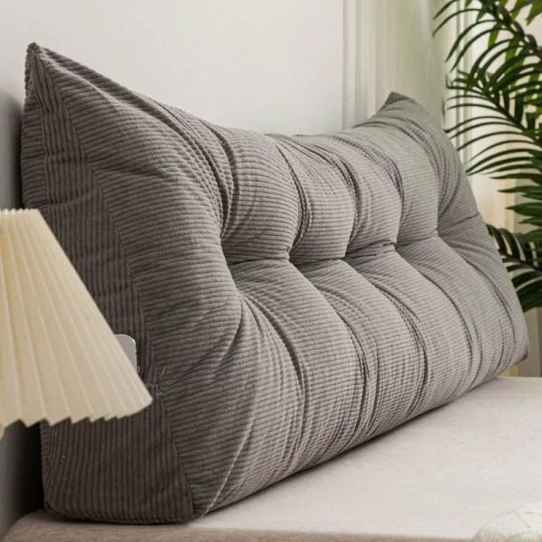 商品名:  JCSY Corduroy Triangular Headboard Pillow (Twin/Full/Queen/King Sizes) with Side Pocket Bed Wedge Pillow for Readi...