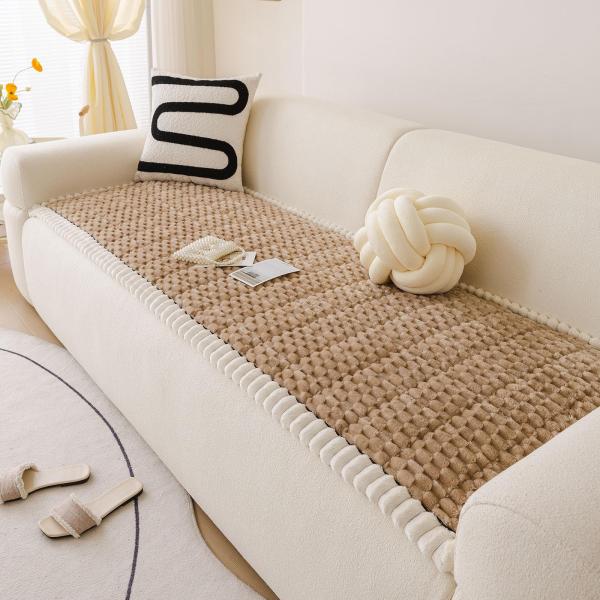 商品名: XSlive フェイクファー カウチカバー 犬用 洗濯可能 ソフト 快適 ノンスリップ セクショナルソファカバー ペットカウチカバー 3クッションソファ用 L字型 家具プロテクター ペット用 子供用 (コーヒー、28インチx70イ...