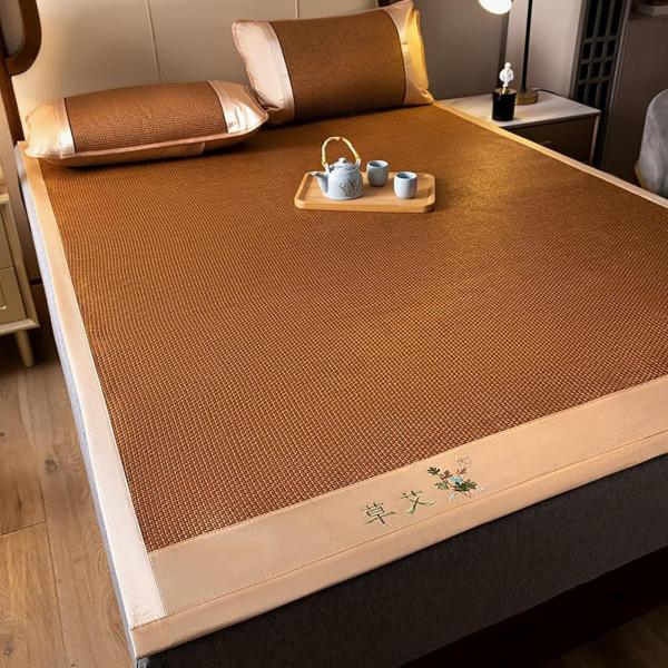 商品名: GRIPITHPY 夏用スリーピングマット、ベッド用両面マット、通気性のある炭化竹マットレストッパーエアコンマット ツイン/クイーンリビングルーム寮用(59x79インチ、B) GRIPITHPY Summer Sleeping M...