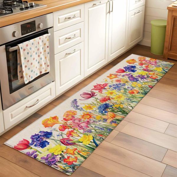 商品名:  Qiaullityot 2'x6' Rug Runners for Hallways Kitchen, Colorful Tulip Non Slip Entryway Beside Floor Carpet Runner, S...
