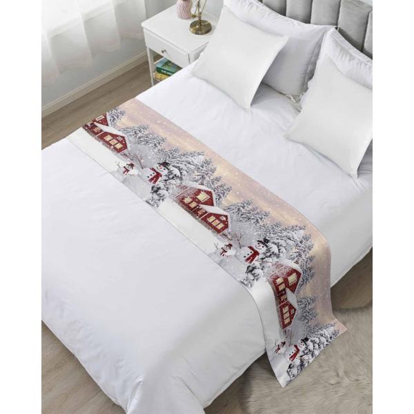 商品名:  RisQiten Christmas Bed Runners for King Size Bed, Decorative Bed Runner Scarve, Snowflake Snowman Xmas Tree Farmho...