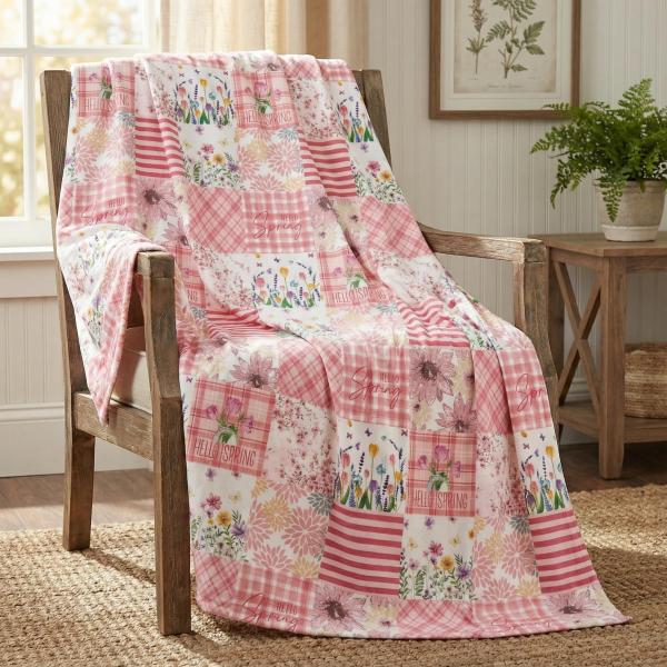 商品名: Horaldaily 春夏フランネルブランケットスロー、ピンクフラワーパッチワークソフトふわふわふわふわフリースブランケット、カウチ、ソファ、ベッドでのくつろぎに。子供や大人への理想的なギフト、60x80 Horaldaily S...