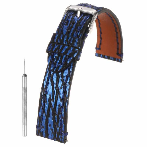 商品名: HARFINGTON(ハーフィントン) レザー腕時計バンド ビンテージ腕時計ストラップ クイックリリースリストバンド 交換用ステンレススチールピンバックル付き, ブルー, 24mm HARFINGTON Leather Watch...