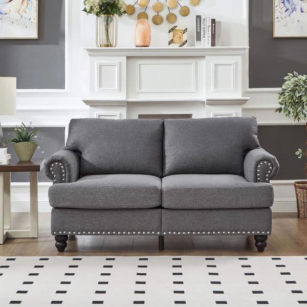 商品名:  Lestar Loveseat Sofa Couch, Upholstered Comfy Love Seat Sofas Solid Wood Frame, Fabric Couches Classic Style Round...