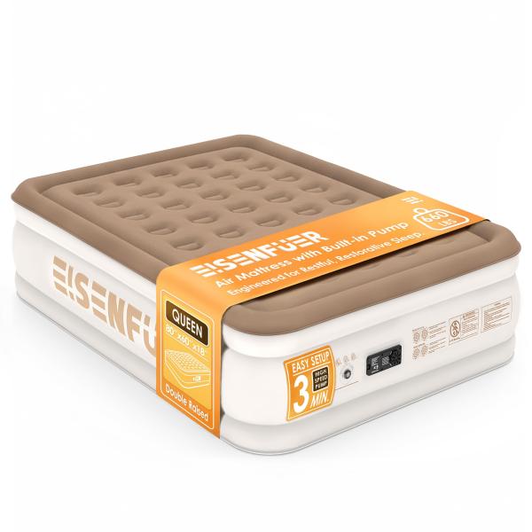 商品名: エアマットレス クイーン ポンプ内蔵 ? 18インチの空気注入式ベッド 高速ポンプ内蔵 安定した快適性 長持ち コルチョン空気注入式 キャリーバッグ 快適なゲストベッド お泊り/キャンプ/引っ越しに Air Mattress Qu...