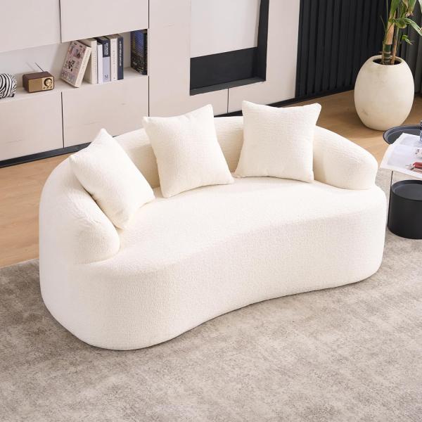 商品名:  65" Curved Loveseat Sofa with Full Compression Sponge, Great for Small Spaces, Apartments (White)ブランド: Generic商品サイ...