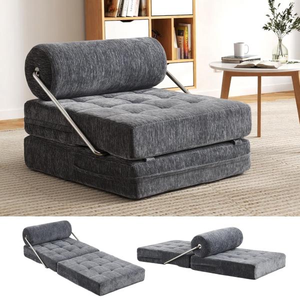 商品名:  AIMSTYTO 4-in-1 Folding Sofa Bed, Easy Assembly Chenille Boneless Couch, Convertible Sleeper Chair with Back Suppo...