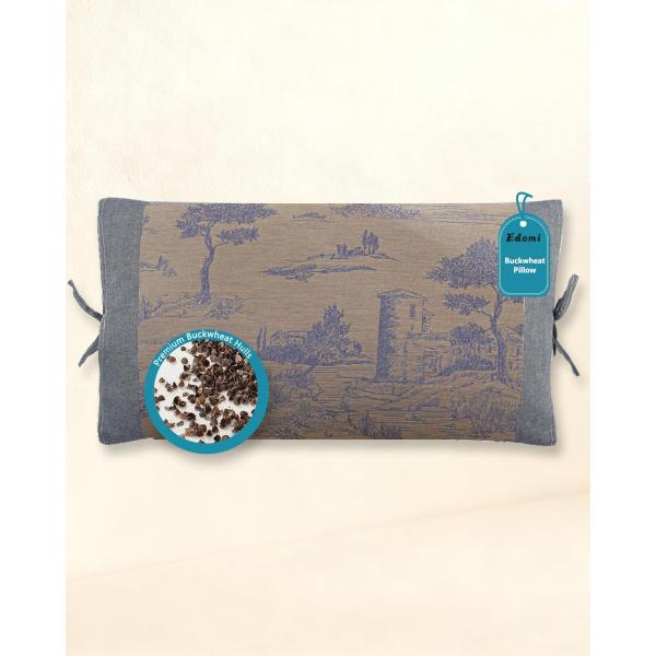 商品名: 調節可能なそば枕 睡眠用 通気性 涼しい ベッド用 そば殻付き 頸部サポート 薄い枕 首の痛み用 二層枕カバー付き 13インチx55.9cm (ブラウン) Edomi Adjustable Buckwheat Pillows fo...