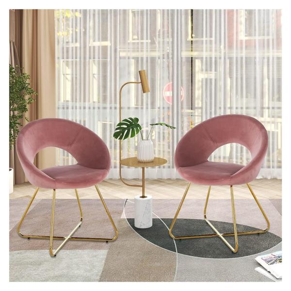 商品名:  Modern Accent Velvet Chairs Set of 2 Dining Chairs Single Sofa Mid-Century Leisure Lounge Stool with Golden Metal ...