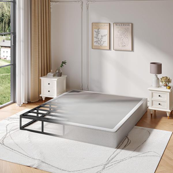 商品名: QQNNQIANG キングボックススプリング 5インチ、メタルベッドベース キングサイズ、ロープロファイルマットレスファンデーション、ファブリックカバー付き、組み立て簡単、ノイズフリー、高耐久 QQNNQIANG King Box...