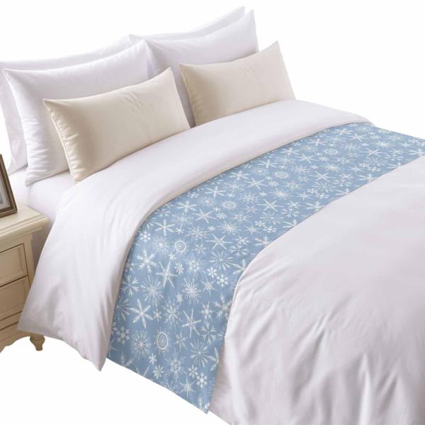 商品名:  Tuuxaojbgas Blue Winter Bed Runner for Full Size Bed Snowflake Christmas Falling Snow Soft and Cozy Beds Runner De...