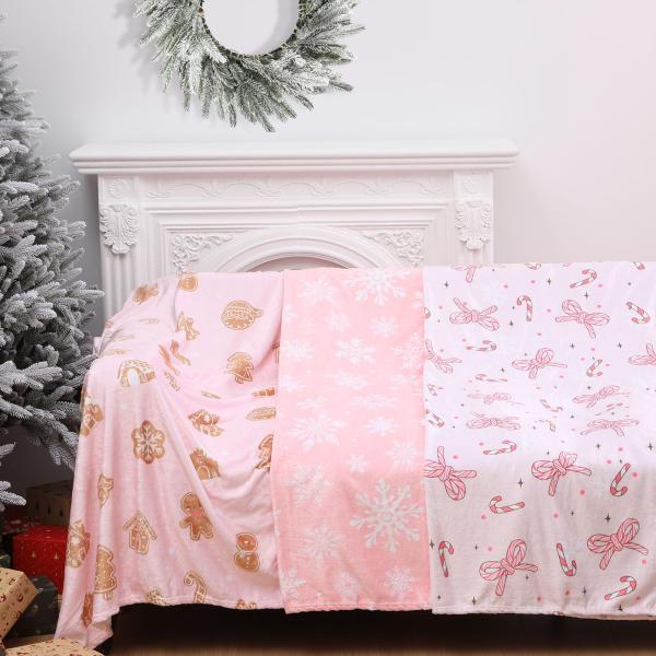 商品名: Frienda クリスマススローブランケット シェルパ フリース フランネル フラシ天 暖かい ブランケット ソフト ベッド ソファ 車 カウチ 快適 クリスマス 冬 装飾 50インチ x 60インチ (かわいいスタイル) 3枚 ...